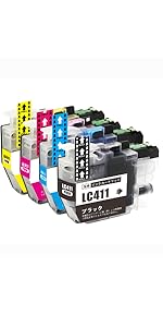 Amazon.co.jp: Brother用 LC411 互換インクカートリッジ LC411-4PK 染料 LC411 4色セット ブラザー インク LC411 対応機種：DCP-J1800N ...