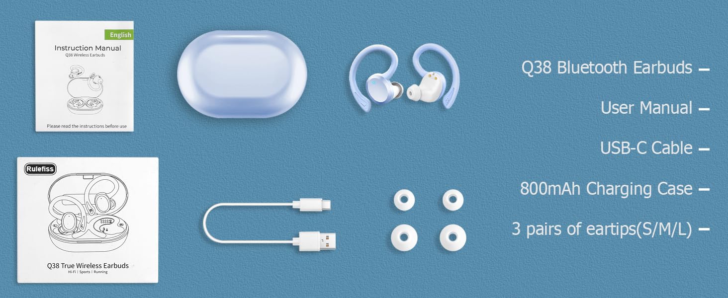 Amazon.com: Rulefiss Wireless Earbuds Bluetooth Headphones Sport, 2024 ...