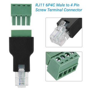 Amazon.com: RJ11 to Screw Terminal Adapter, 6P4C Male to 4 Pin Block Connector for Modem with ...