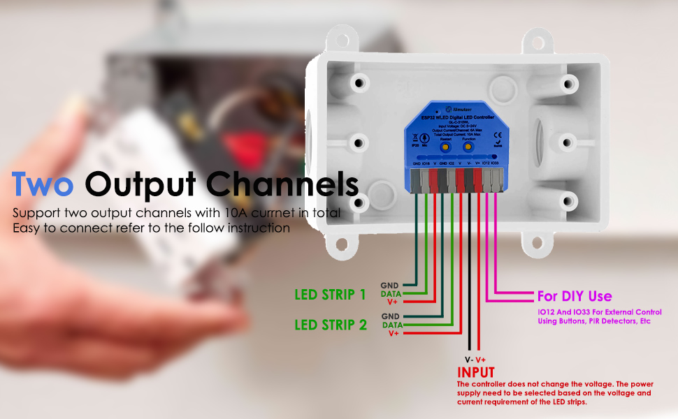 Amazon.com: iUmutzer Compact WLED Controller with Mic, ESP32 DC 5V-24V ...