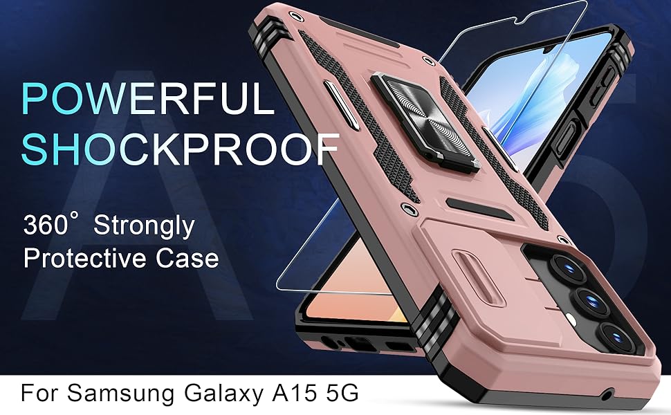 Amazon.com: DEERLAMN Case for Samsung Galaxy A15 5G with Slide Camera Cover+Screen Protector (1 ...