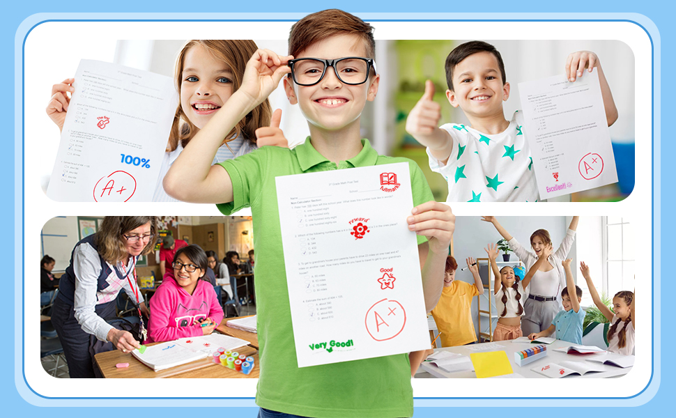 Amazon.com : XIACIBDUS 18Pcs Teacher Stamps Set, Self-Inking Teacher Stamps for Classroom, Cute ...