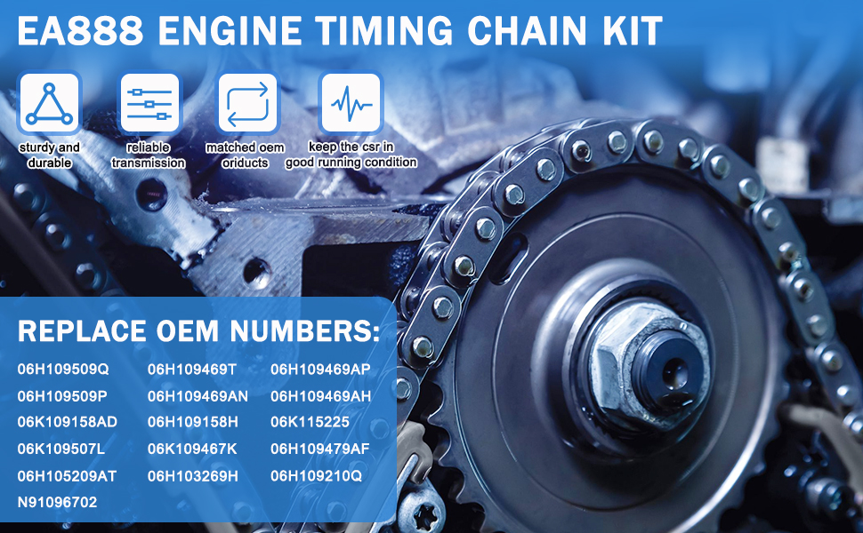 Amazon.com: EA888 Engine Timing Chain Kit Timing Cover Camshaft Sprocket Tensioner Guide Rail ...