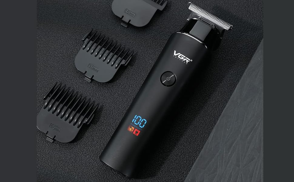 VGR V-937 Professional Cordless Rechargeable Hair Trimmer with USB Charging Cable, LED Display ...