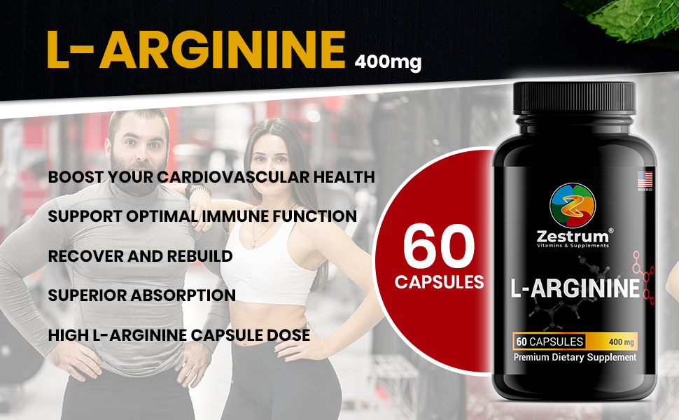 Amazon.com: ZESTRUM Pure L Arginine 400mg Capsules - Best L-Arginine Supplement Supports Heart ...