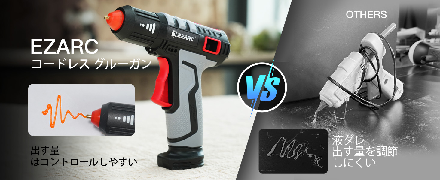 Amazon | EZARC グルーガンコードレスグルーガン充電式 ボンドガン TYPE-C 15秒急速加熱 スティック30本付 断電保護機能 液漏れ防止 強力粘着補修 DIY手芸 家庭用 ...