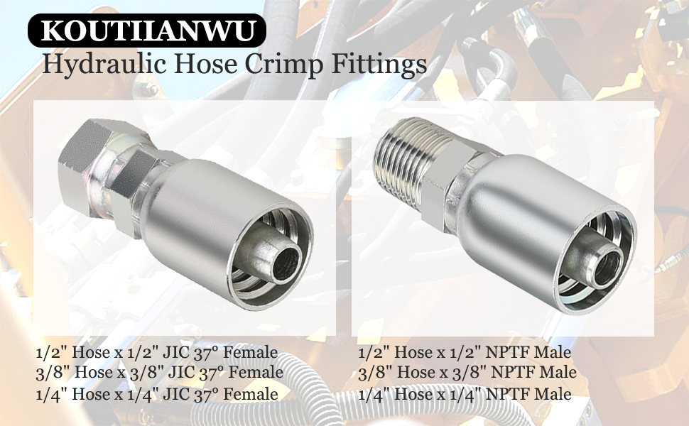Amazon.com: 12PCS 1/2 inch Hydraulic Hose Fittings, 1/2" Hose x 1/2" JIC 37° Female Pipe ...