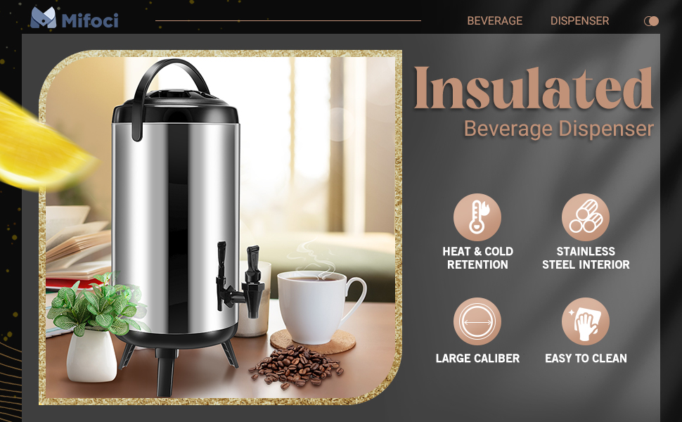 Amazon.com | Mifoci Insulated Drink Dispenser Stainless Steel Hot Water Beverage Dispenser ...