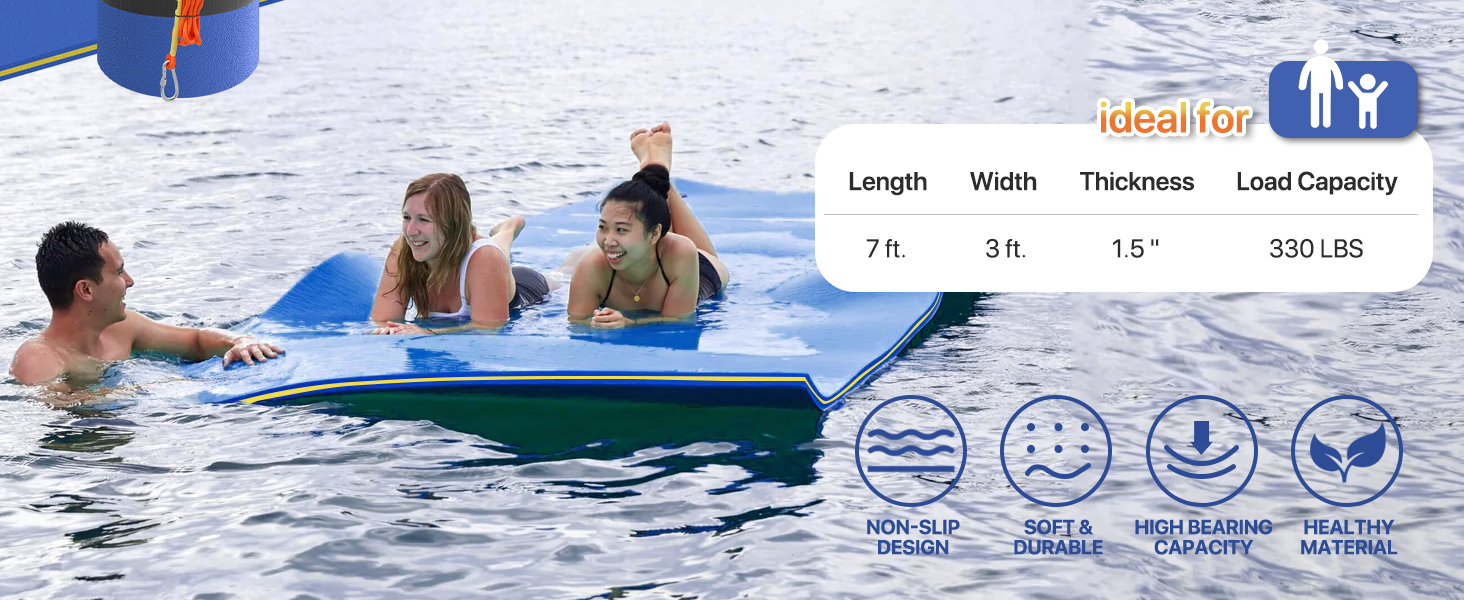 Amazon.com: MADOG 7 x 3 Ft Outdoor Floating Water Mat for Adult Beach ...