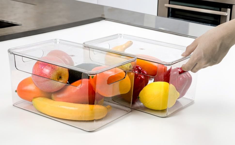 Amazon.com: ZEXALOR Clear Plastic Storage Bin with Lid, Stackable ...