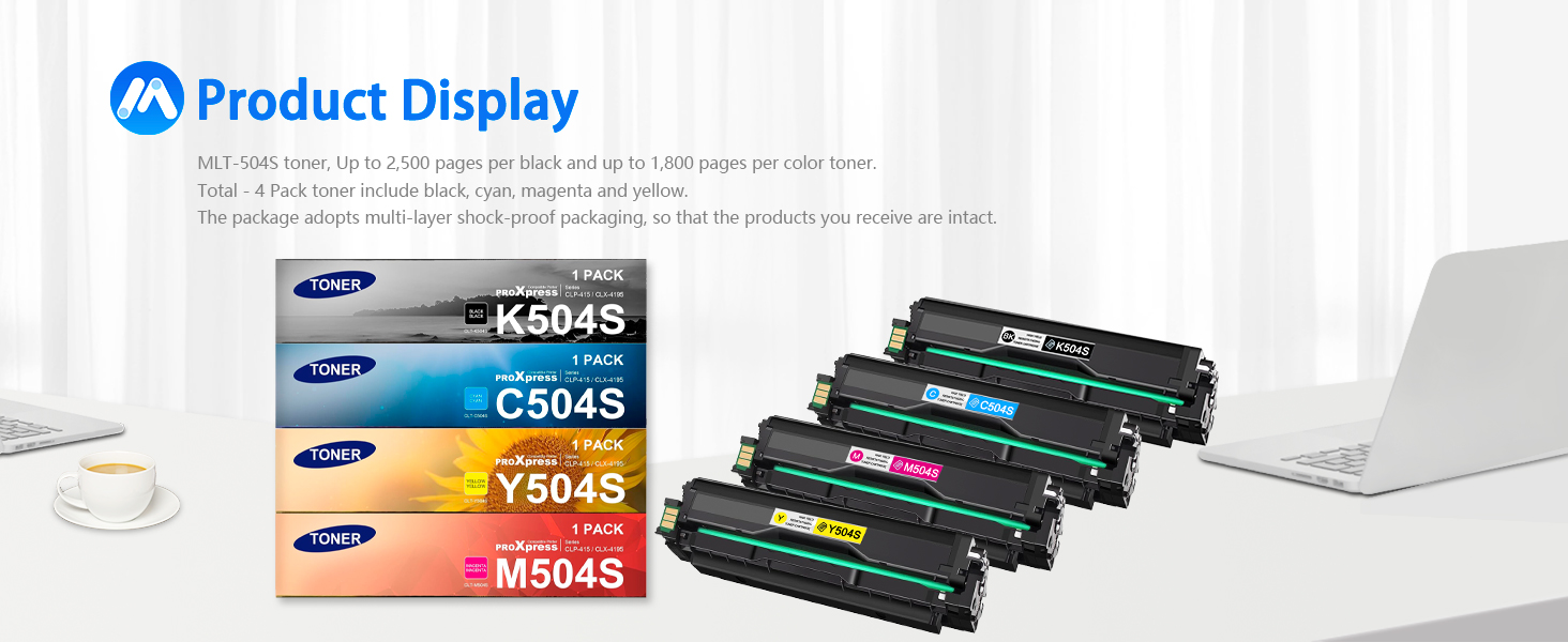 Amazon.com: clt-504S K/C/M/Y 4 Pack Toner Cartridge Set (CLT-K504S CLT-C504S CLT-Y504S CLT-M504S ...