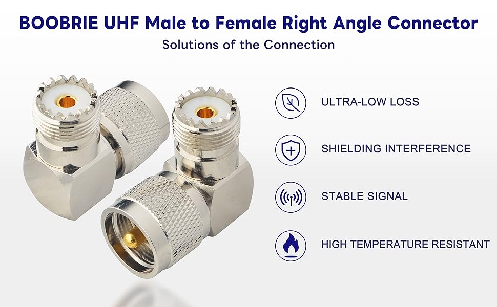 Amazon.com: Boobrie UHF Connector Right Angle Coax Connector UHF Male Plug PL259 to UHF Female ...