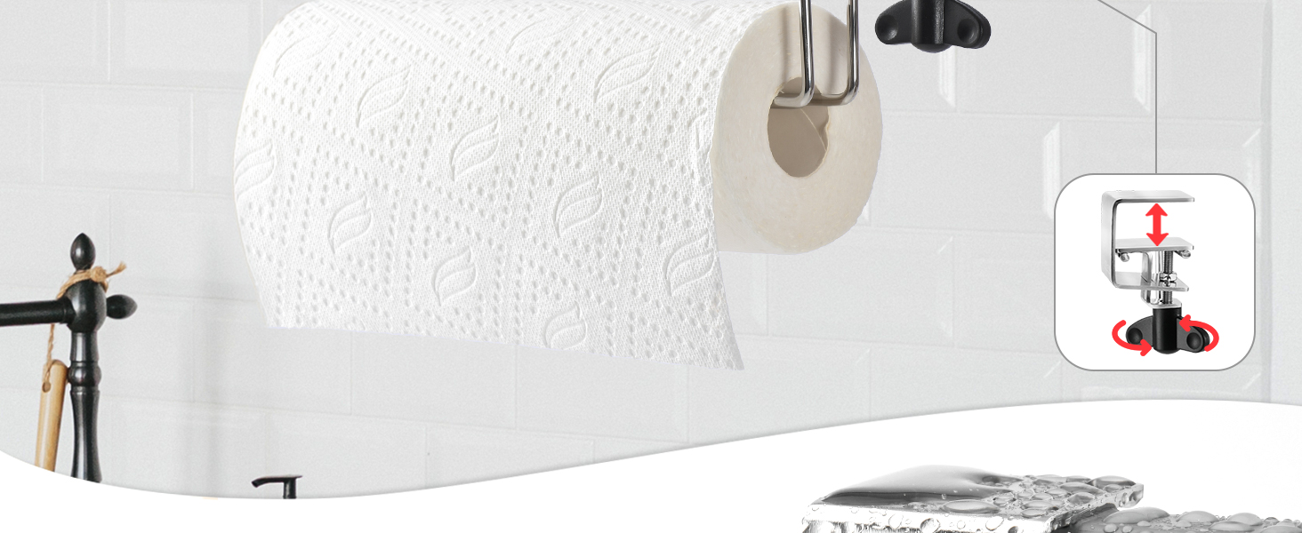 Amazon.com - HULISEN Paper Towel Holder Under Cabinet for Kitchen, Adjustable Clip Under Counter ...