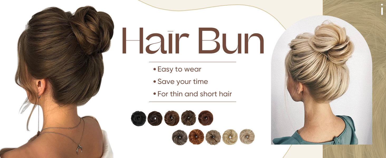 Amazon.com : CJL HAIR 2PCs Small Cute Messy Bun Hair Piece for Thin ...