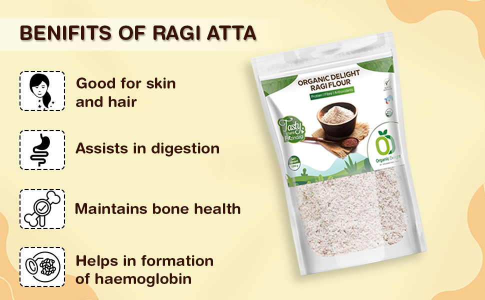 Organic Delight Fresh Ragi Atta Flour 5 Kg - Super Nutritious, 100% Natural Sprouted Finger ...