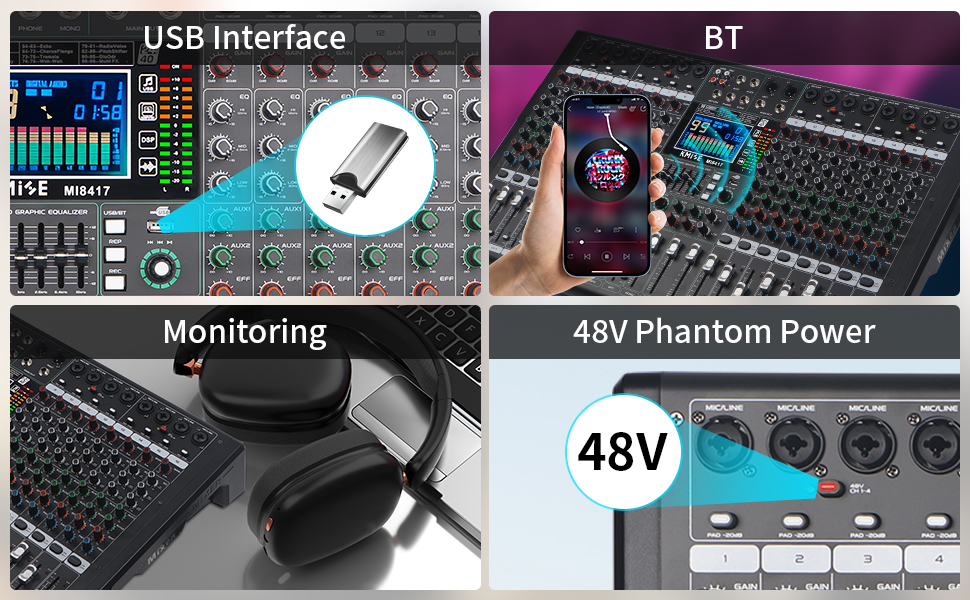 Amazon.com: Audio Mixer 16 Channel Digital Audio Pro-Series Sound Board ...