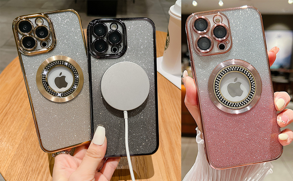 Amazon.com: Misscase for iPhone 14 Pro Max Magnetic Glitter Case Compatible with MagSafe,Full ...