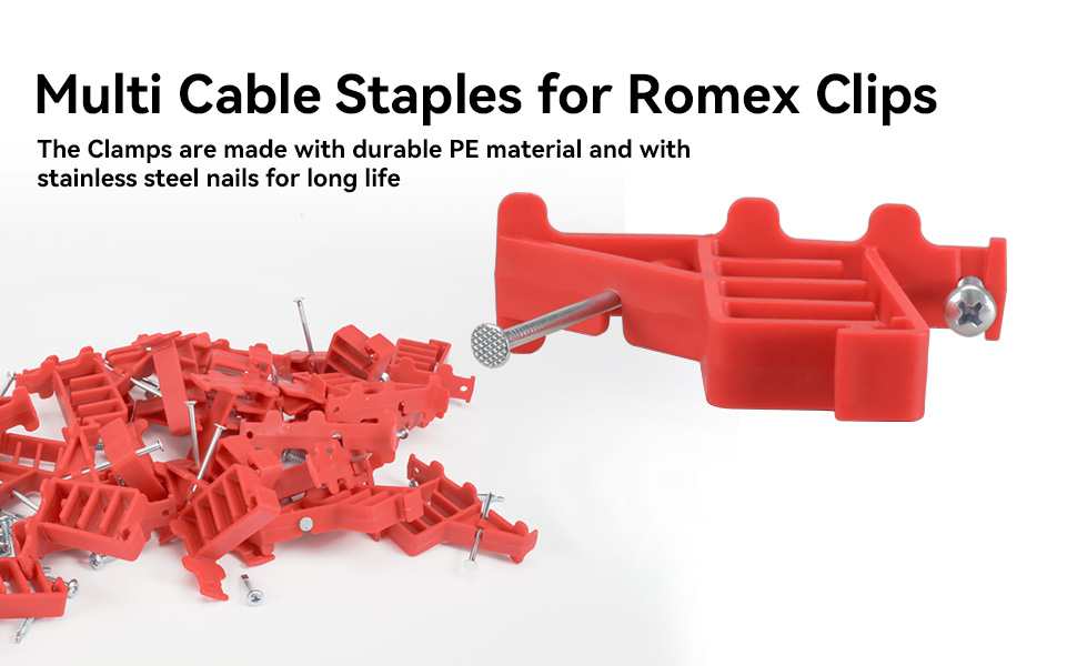 Multi Cable Staples for Romex Clips, Plastic Electrical Wire Stackers, Secures Romex, UF & (NM ...