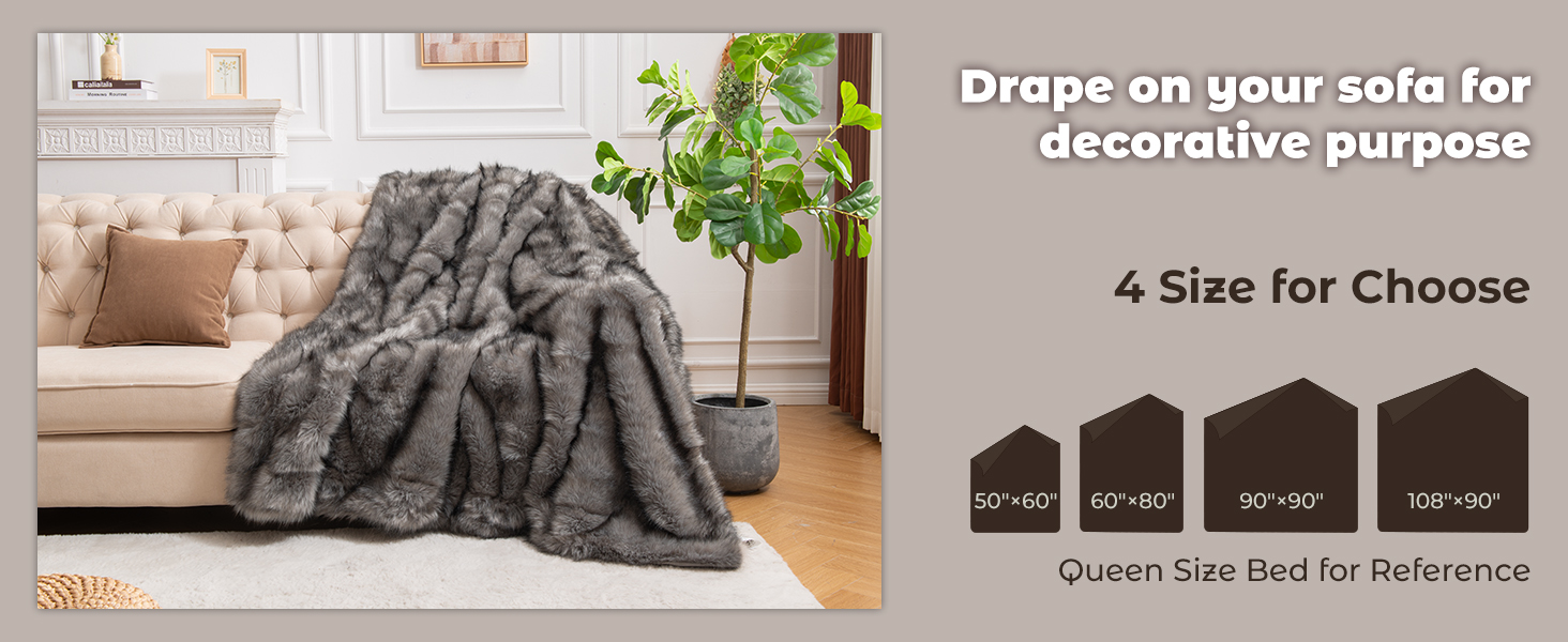 Amazon.com: HOMFINE Luxury Faux Fur Blanket - Super Thick Warm Long ...