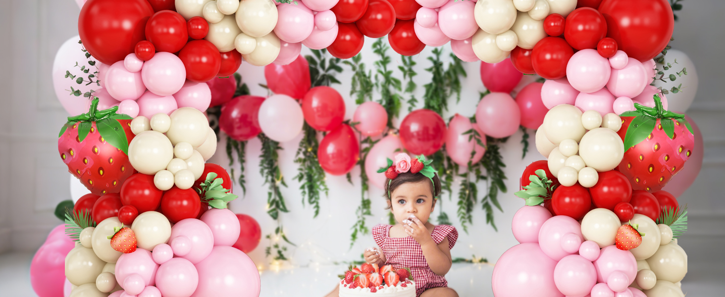 Amazon.com: Strawberry Balloon Arch Garland Kit, Red and Pink Balloons with Strawberrys Foil ...