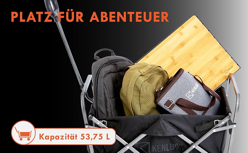 KENLUCK Mini Bollerwagen faltbar mit Tasche zum Organiser & Einkaufen, klabbarer Transportwagen ...