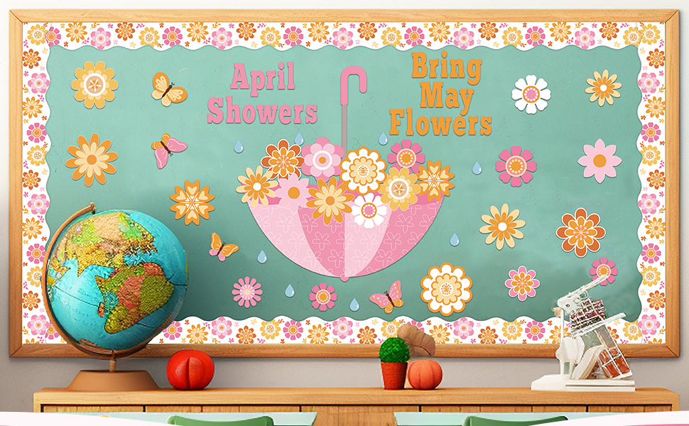Amazon.com : Summer Classroom Bulletin Board Set May Showers Flowers ...