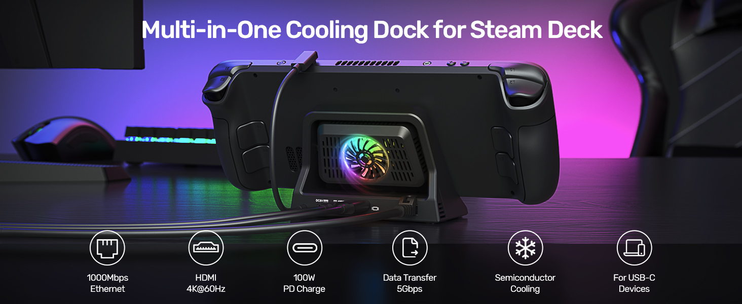 Amazon.com: Unitek ROG Ally/Steam Deck Docking Station - Cooling Charging Dock with Gigabit ...