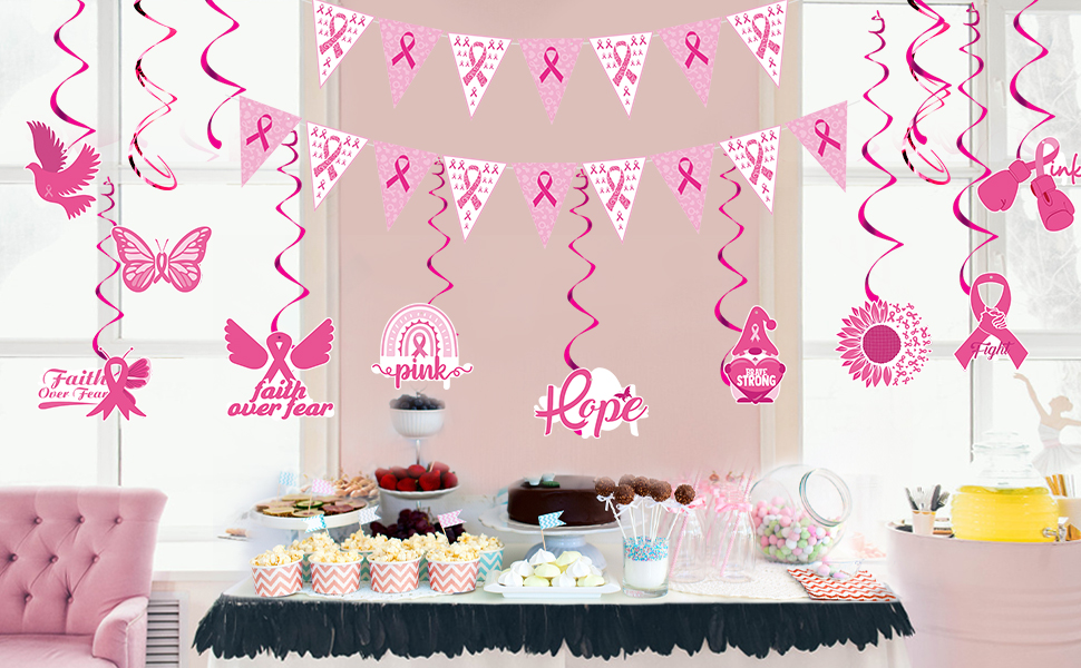 Amazon.com: Cheerdecor Breast Cancer Awareness Decorations- 16PCS Pink ...