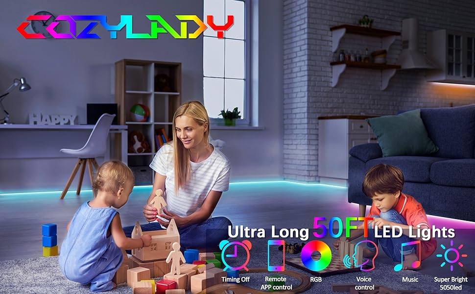 Cozylady WiFi LED Strip Lights 15m(2rolls of 7.5m), Smart RGB Light ...