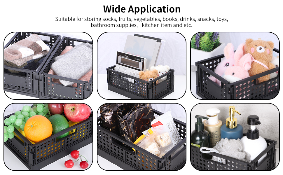Senbowe - Paquete de 4 cestas de almacenamiento plegables de plástico ...