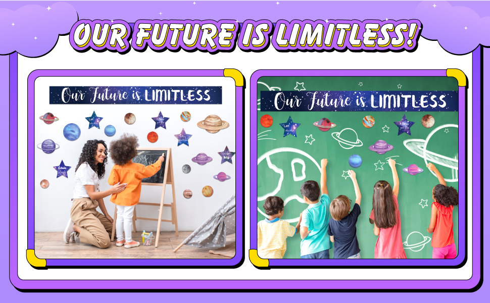 Amazon.com : Kosiz 97 Pcs Space Classroom Bulletin Board Decorations ...