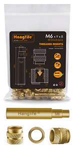 HANGLIFE Heat-Set Threaded Inserts, M2 M2.5 M3 M4 M5 M6 Assortment Box (345 Pieces) Heat Set ...
