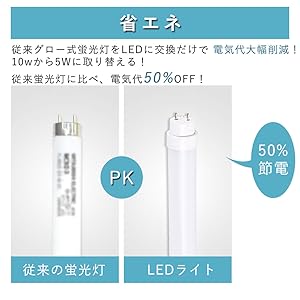 Amazon | LED蛍光灯 10W形 直管 グロー式工事不要 FL10 FL10W led直管 照明 10型 直管型LEDランプ led照明 ベースライト LEDライト 蛍光灯 led ...