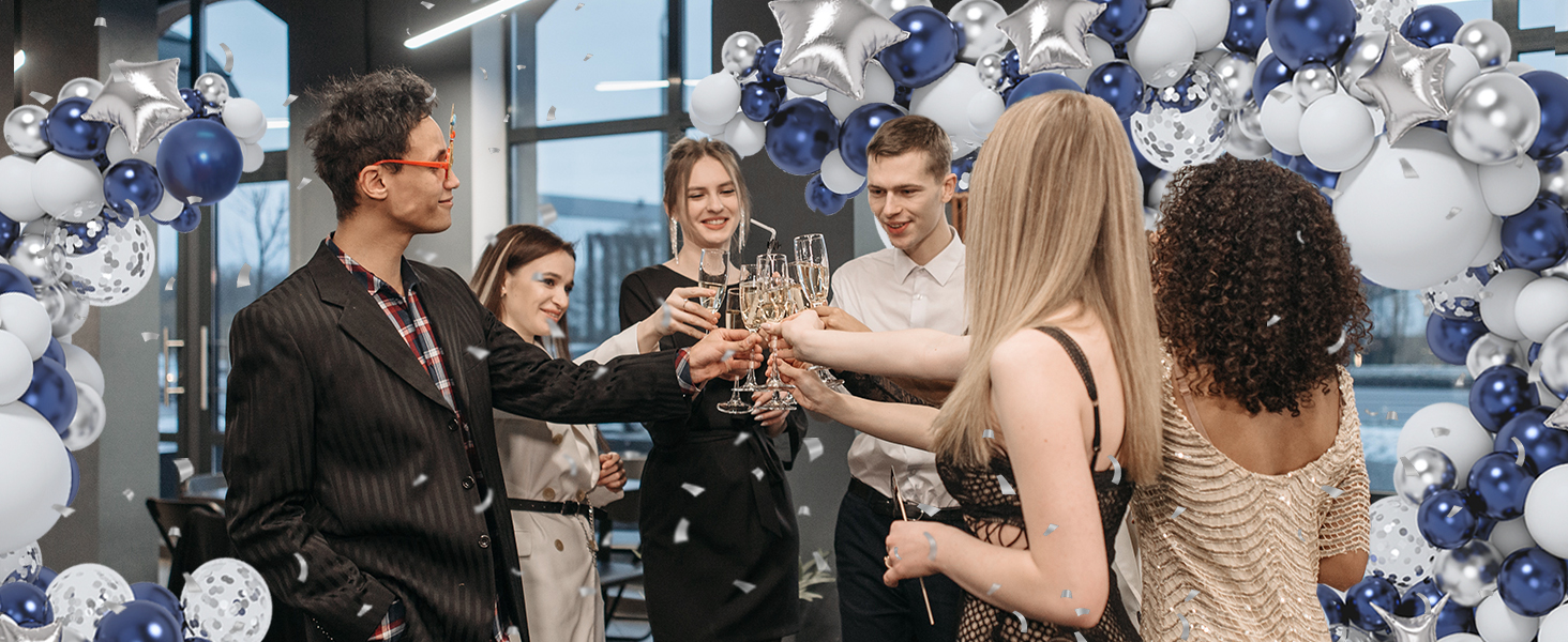 Amazon.com: iLaFm 151pcs Navy Blue Silver Balloons Garland Arch Kit for Graduation Class of 2024 ...