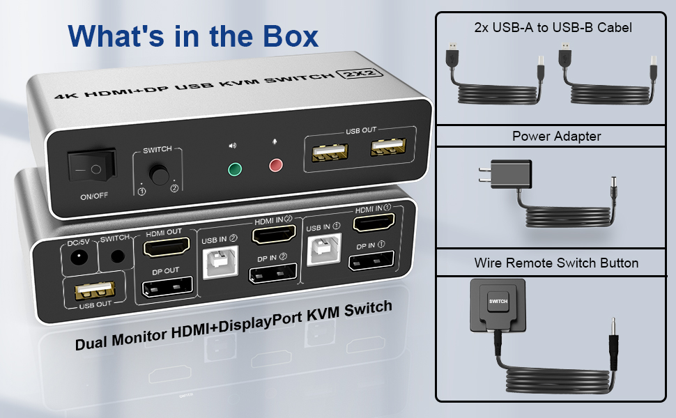 Amazon.com: DisplayPort + HDMI KVM Switch Dual Monitors for 2 Computers ...