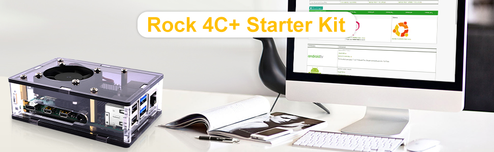 GeeekPi Rock Pi 4 Model C PLUS Starter Kit with Rock 4C+ 4GB Single Board Computer Rockchip ...