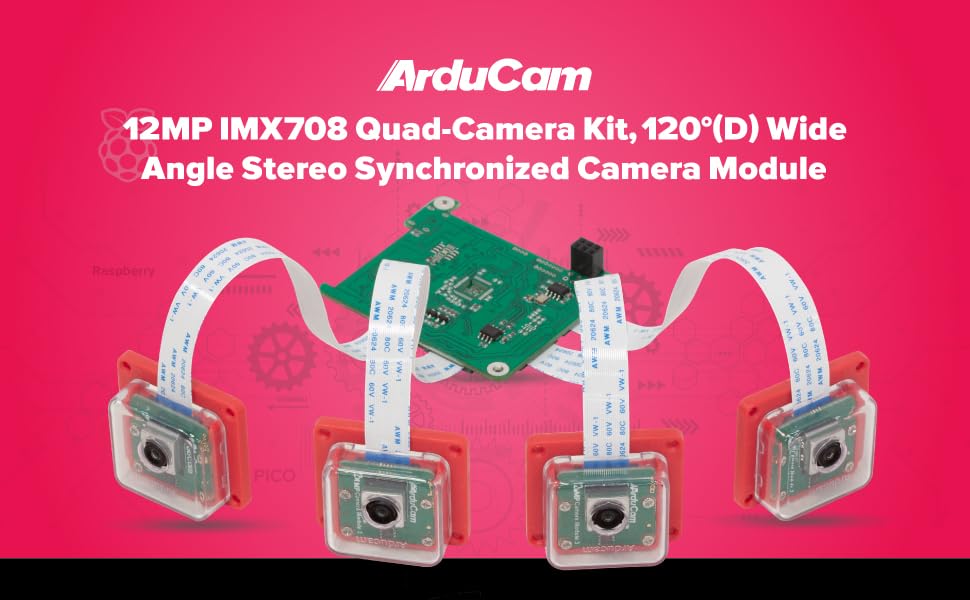 Amazon.com: Arducam for Raspberry Pi Camera, 12MP IMX708 Quad-Camera Kit for Raspberry Pi 5, 120 ...