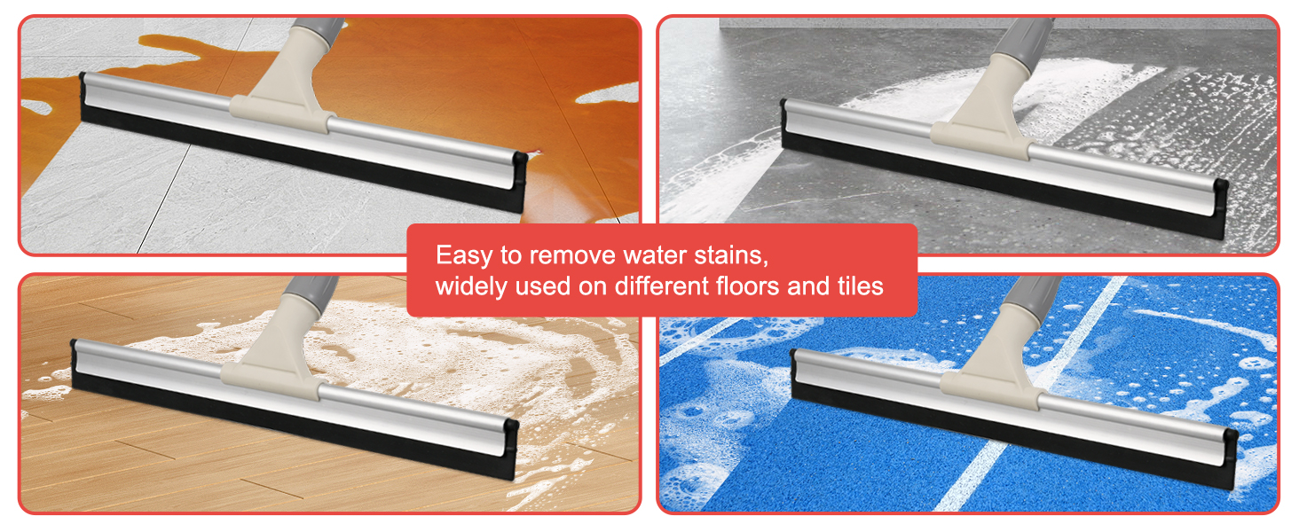 Amazon.com: Tiumso 17'' Floor Squeegee Broom, 60'' Long Handle Squeegee for Floor, Heavy Duty ...