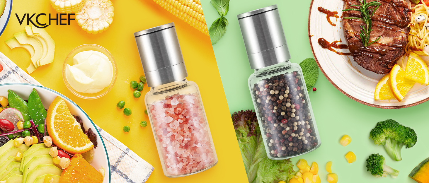 Amazon | VKCHEF ペッパーミル 胡椒ミル 小さい ソルトミル 木製 手動 岩塩 ミル ブナ木製 調味料ミル こしょう コショウミル 粗さ挽き調節可能 結晶塩 スパイスミル ...