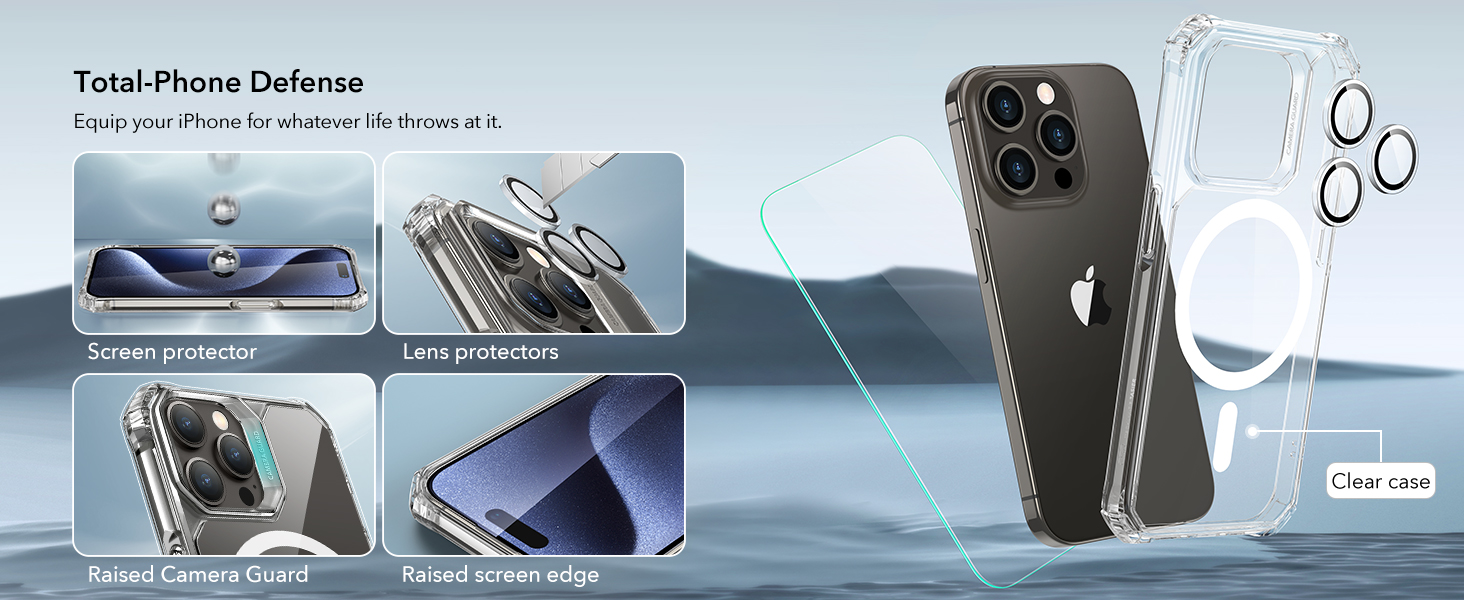 Amazon.com: ESR for iPhone 15 Pro Max Case, Compatible with MagSafe, Set with 2 Screen ...