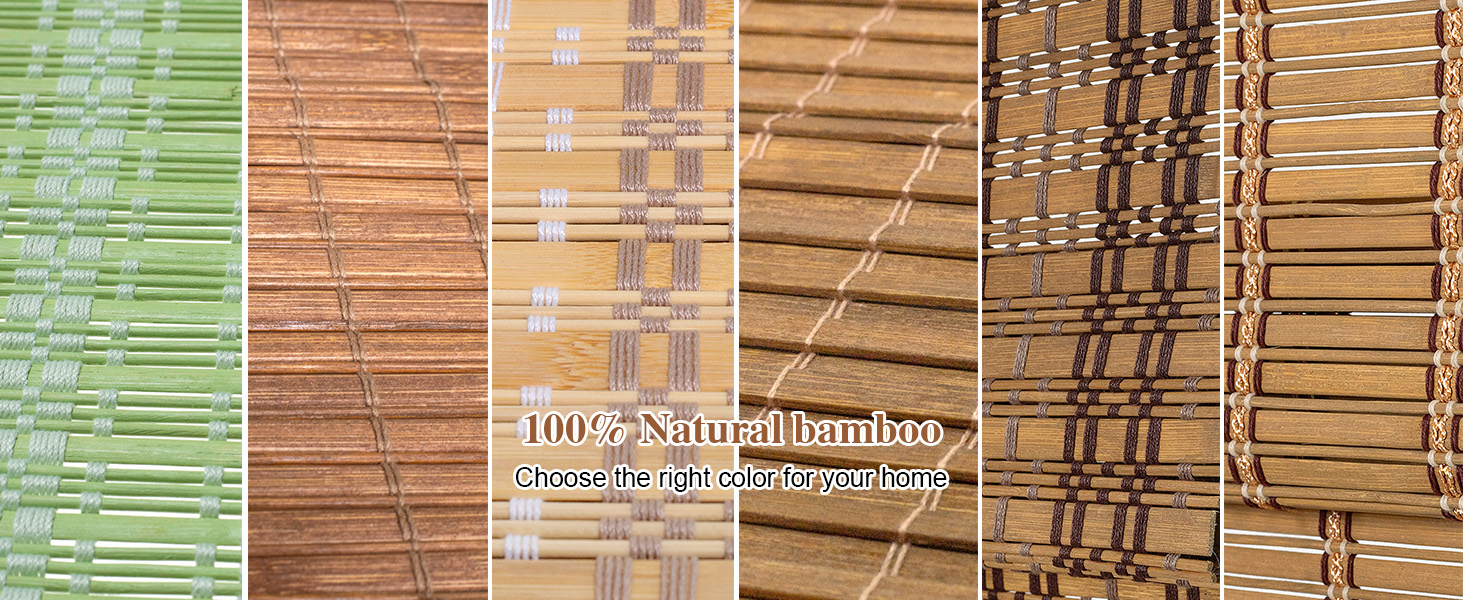 EVOZEN No Tool No Drill Custom Cordless Bamboo Blinds, Bamboo Roman ...