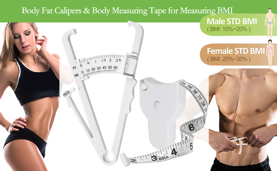 Fat Calipers, Body Fat Calipers with Measuring Tape, Skinfold Calipers for Accurately Measuring ...