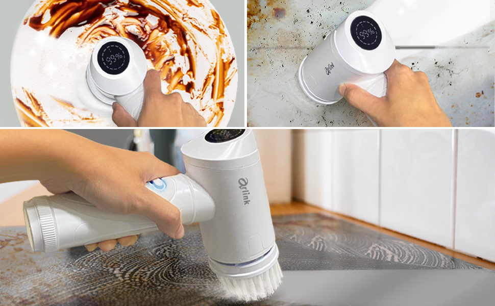 Amazon｜Arlink CB15 電動ハンドヘルドクリーニングとワックスがけスクラバー、デジタルスクリーン、防水、耐久性の高いバッテリー、強力なモーター、5つの異なるブラシヘッド、あらゆる ...