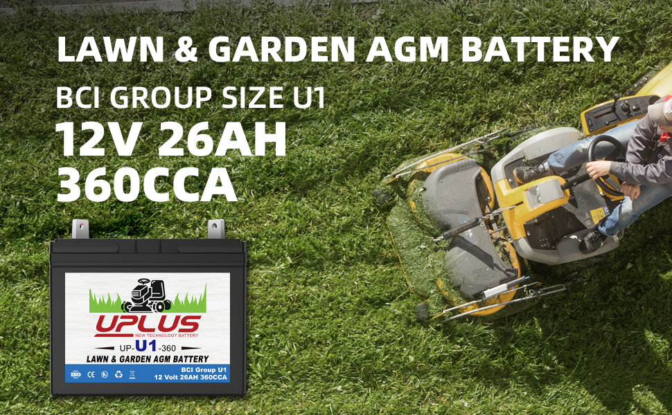 Amazon.com: UPLUS U1 Riding Lawn Mower Battery, 12V 360CCA Garden Tractors Battery Maintenance ...
