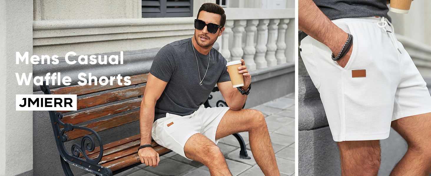 JMIERR Men's Casual 5"/ 7" Shorts Waffle Elastic Waist Drawstring Workout Running Jogging Beach ...