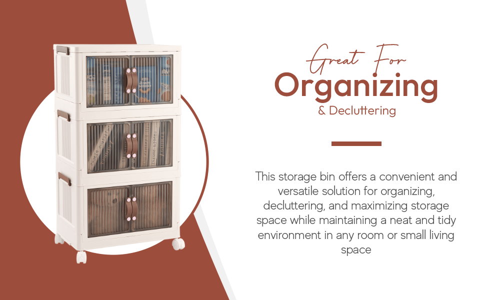 Amazon.com - PROKTIK 30 QT 3 Tier Folding Storage Bins with Doors ...