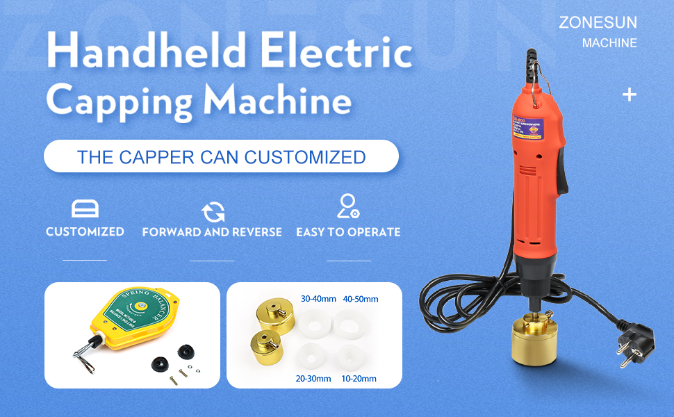 Amazon.com: ZONESUN 80W Manual Capping Machine Handheld Bottle Cap Sealer 10-50MM Screw Cap ...