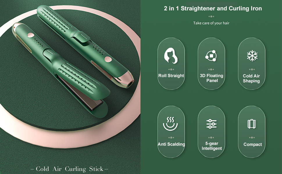 Amazon.com : Hair Straightener and Curler 2 in 1, Professional Hair Curler with Cool Air ...