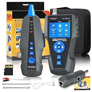 Probador de cable de red, NF-8601S TDR multifunción LCD trazador para RJ45, RJ11, BNC, cable de ...