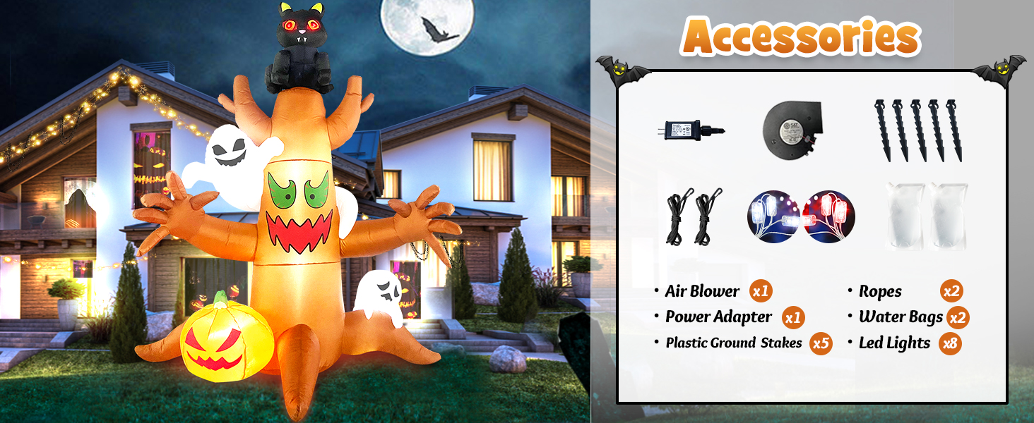 Amazon.com: Danxilu 8 FT Halloween Inflatable Tree Outdoor Decorations with Glowing Red-Eyed Cat ...